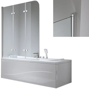 BPS-koupelny Trojdílná vanová zástěna HYD-PR05 120x140 chrom/transparent