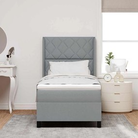 Postel s boxspringem s čelo Světle šedá 200 x 100 cm textil 3341693