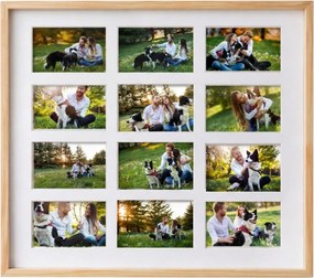 Dřevěný fotorámeček na 12 fotografií FORMIN, 59 x 54 cm