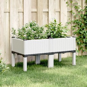 Zahradní truhlík s nohami bílý 80 x 40 x 42 cm PP - Default Title