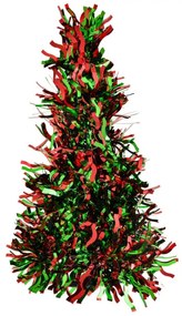 Třpytivý červeno-zelený jednoduchý dekorační stromeček Cello S – 12x25 cm