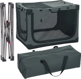 Skládací přepravka pro psy Přepravní box pro psy s polštářem Odnímatelný pratelný potah z tkaniny Oxford pro psy do 30 kg Armádní zelená