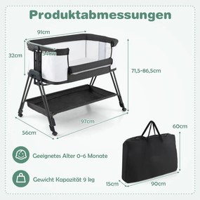 Costway Baby Co-Sleeper Skládací přenosná dětská postel tmavě