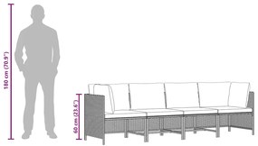 vidaXL Marketos 4místná zahradní pohovka s poduškami černá polyratan