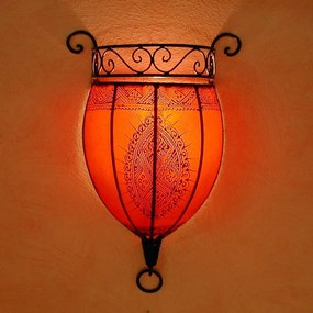 Kožené nástěnné svítidlo Nakous oranžové