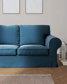 Potah na pohovku IKEA Ektorp 3-místná rozkládací, NOVÝ MODEL 2013 barva modrá látka lesklé, sametová