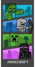 Carbotex Dětská plážová osuška MINECRAFT ENDERMAN MONSTER, zeleno-modro-fialová, froté, 70x140cm