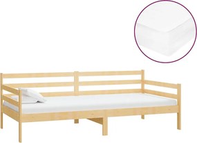 Válenda s matrací 90 x 200 cm masivní borové dřevo 3083594