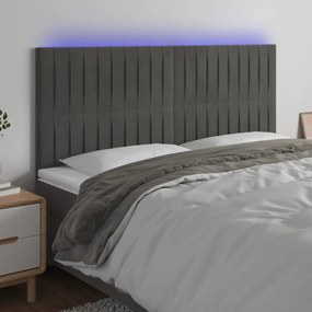 Čelo postele s LED tmavě šedé 160x5x118/128 cm samet