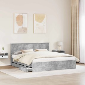 Rám postele s čelo Betonově šedá 180 x 200 cm Inženýrské dřevo 3410682