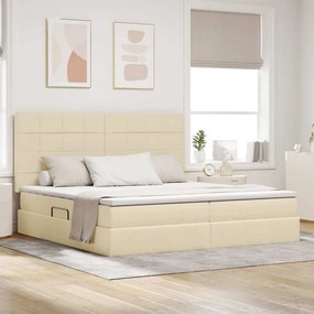 Postel s úložným prostorem a matrací Krémová 200 x 200 cm 3371806
