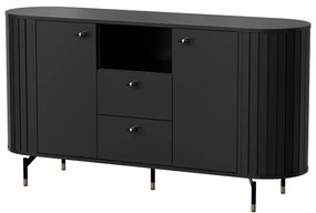 Komoda se zásuvkami a skříňkami černá s drážkováním ZANTE ZA2