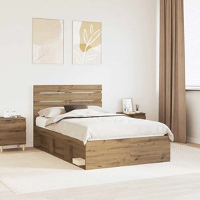 Rám postele Umělecký dub 120 x 200 cm Masivní borové dřevo 3411438