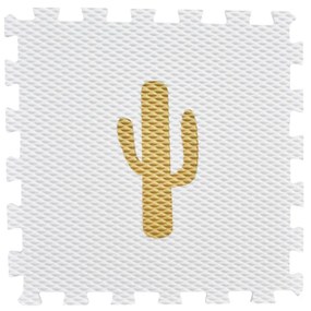 Vylen Pěnové podlahové puzzle Minideckfloor Kaktus  Zlatý s tmavě hnědým kaktusem 340 x 340 mm