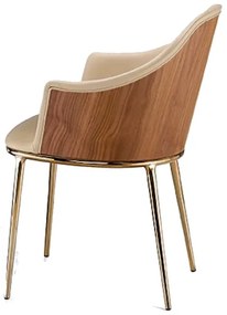 MIDJ - Židle Lea s područkami a dřevěnou skořepinou