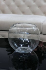 Čirá kulatá skleněná váza 18cm