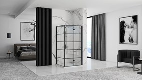 Rea Molier Black, sprchový kout se skládacími dveřmi 80(dveře) x 80(stěna), 6mm čiré sklo, černý profil, KPL-K8537
