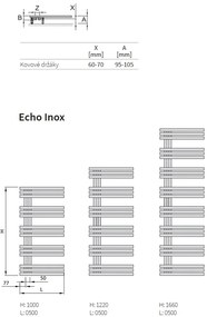 Isan Echo Inox 1220 x 500 mm koupelnový radiátor nerez