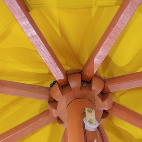 Slunečník Florida Ø 3,5m - polyester/dřevo 7kg - žlutý