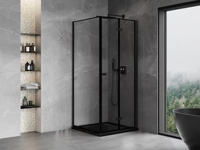 Mexen Mist-F T, 1-křídlý ​​skládací sprchový kout pravý 90 x 90 cm, čiré sklo-černý rám, 8A6T-090-090-70-70-P