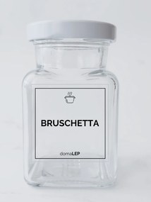 Samolepka na kořenky BRUSCHETTA průhledná 5 × 5 cm tučné písmo