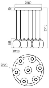 Redo 01-3489 - LED Stmívatelný lustr na lanku KHADI 7xLED/5W/230V černá/kouřová