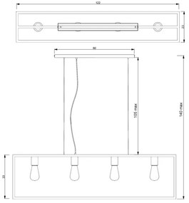 Lustr na lanku FRAME 4xE27/60W/230V černá