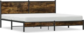 Kovový rám postele bez matrace kouřový dub 193 x 203 cm 3301379