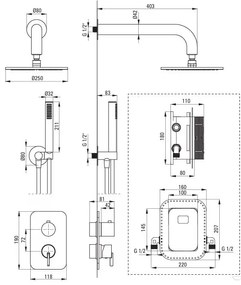 Deante Concealed shower set, with mixer BOX - with shower head