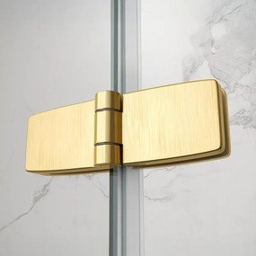 BPS-koupelny Zalamovací otočné sprchové dveře HYD-SD-21C 90 zlatá kartáčovaná/transparent pro instalaci do niky - bez vaničky