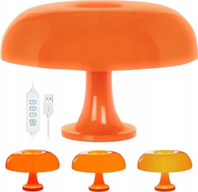 Led Stolní Lampa Módní Retro Oranžová Se 4 Žárovkami E14 Usb