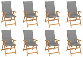 Polohovací zahradní židle s poduškami 8 ks masivní teak,  3072542