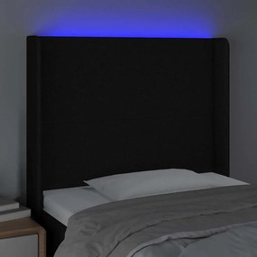Čelo postele s LED černé 83 x 16 x 118/128 cm textil 3123744