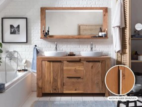 furniture-nabytek.cz - Koupelnový set Osbon akácie - Černé kovové úchytky