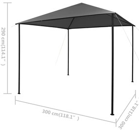vidaXL Marketos Altán 3 x 3 m antracitový textil a ocel 180 g/m²