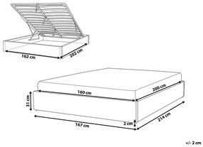 Čalouněná šedá postel s úložným prostorem 160x200 cm DINAN Beliani
