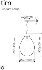 Bomma Luxusní závěsné svítidlo Tim large, ø 65 cm Barva: Kouřové sklo, Povrch Montury: Černá