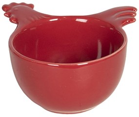 Červená keramická miska s kohoutkem - 11*11*6 cm