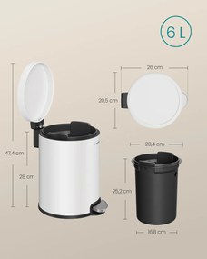 Odpadkový koš Jelis 6 L bílý