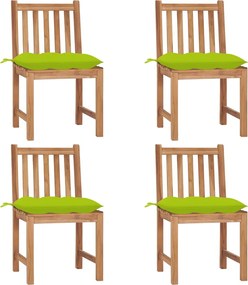 vidaXL Zahradní židle 4 ks s poduškami masivní teak [3073103] Barva: Zelená