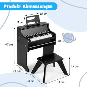 Costway 25 Keys Mini Digital Piano se stoličkou Dětské piano