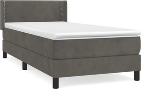 Box spring postel s matrací tmavě šedá 90x190 cm samet 3130872