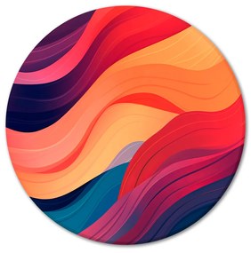 Kulatý obraz Barevné vlny a linie - vícebarevná abstraktní kompozice