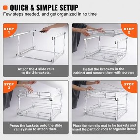 2-vrstvý 48,3 cm š × 50,8 cm D výsuvný organizér do skříňky