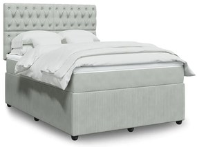 Box spring postel s matrací světle šedá 140x190 cm samet 3292340