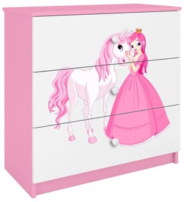 Komoda Babydreams 80 cm princezna a poník růžová