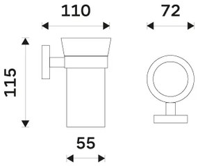 Nástěnný držák na zubní kartáčky s keramickým pohárkem, držák crom NIMCO UNIX UN 13058KU-26