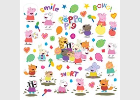 Dětská samolepka na zeď Prasátko Peppa Všichni Přátelé | 30 x 30 cm | DDKS3949