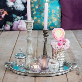 Růžový skleněný svícen na čajové svíčky - ∅  9*8 cm