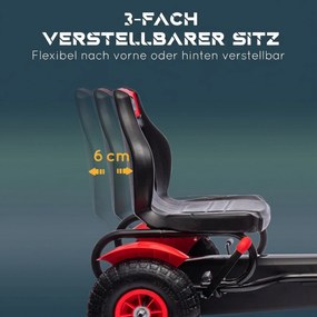HOMCOM Pedal Go-Kart pro děti od 5 let, pedálové auto s nastavitelným sedadlem, gumovými pneumatikami a ruční brzdou pro chlapce a dívky do 50 kg, ro…